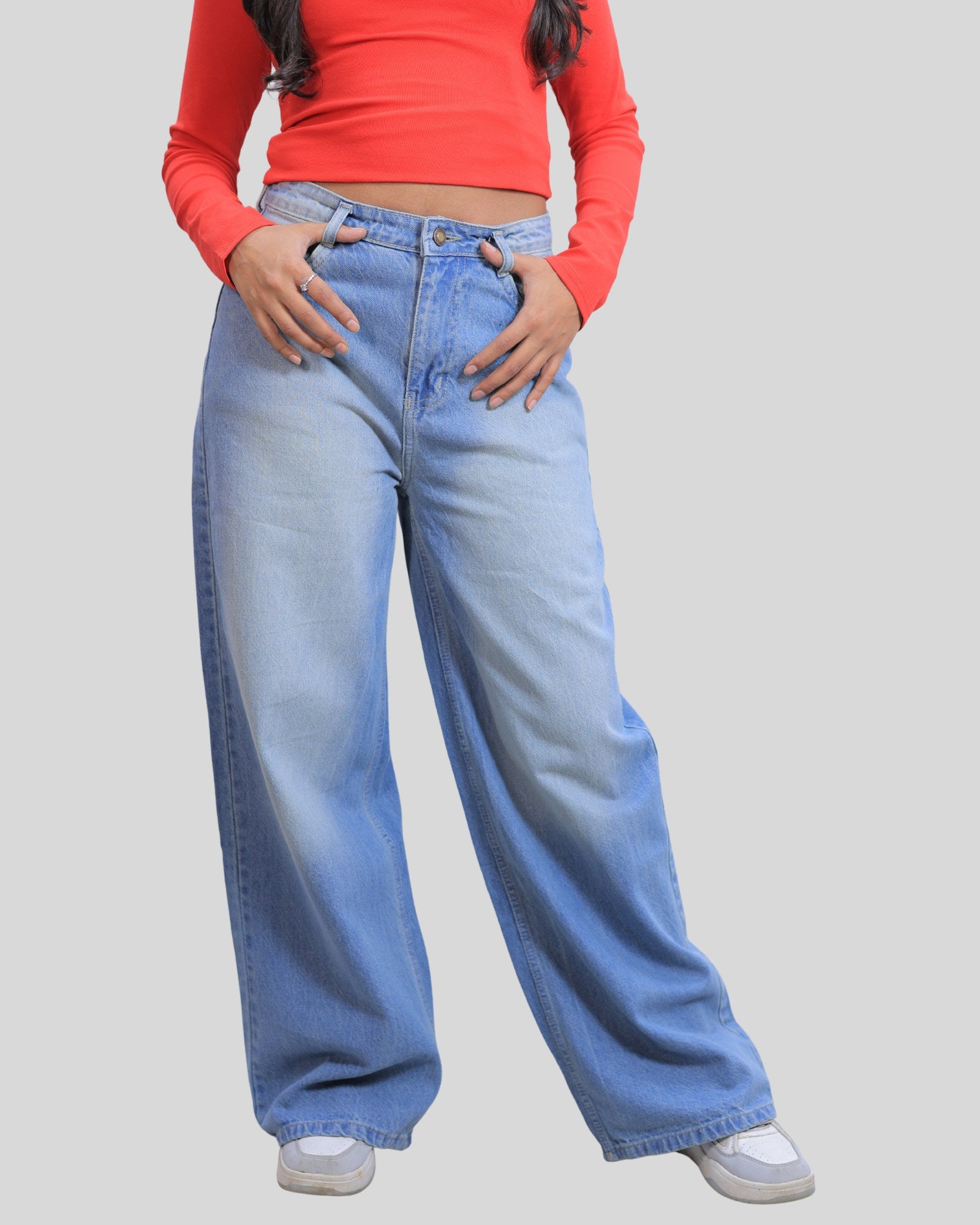 High-Waisted Wide Leg Soft Tint Denim Jeans – Kittkatt Casuals